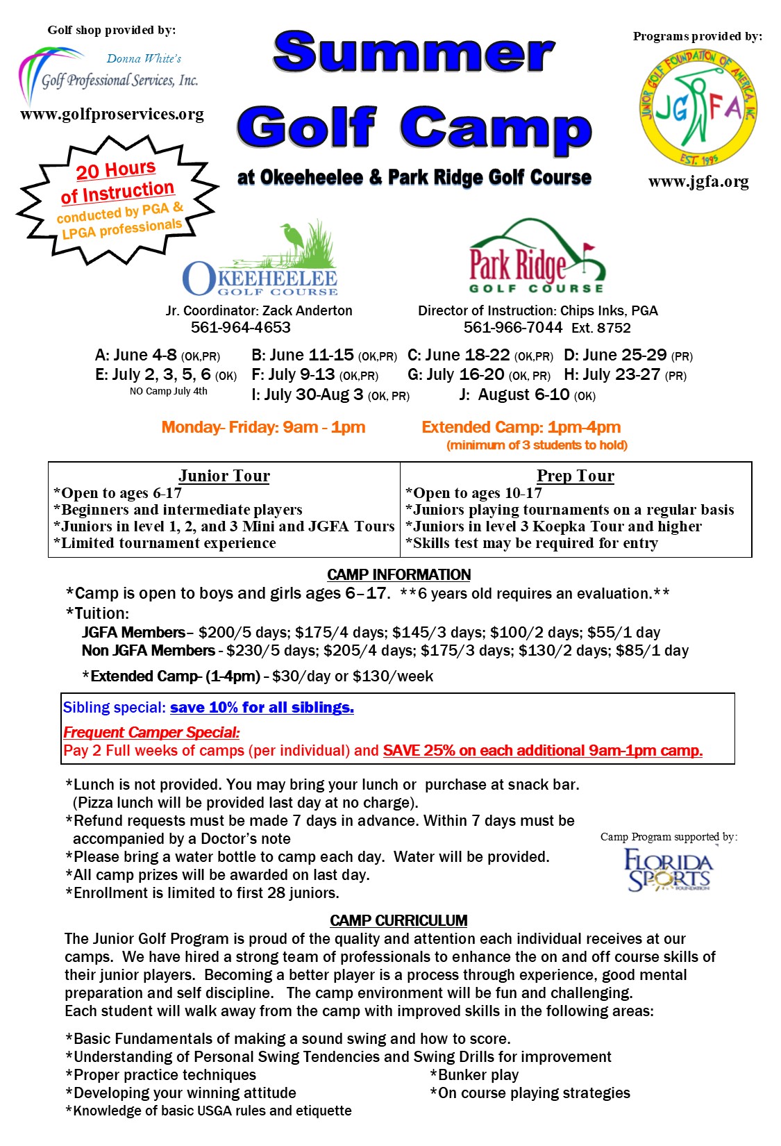 2018 Summer Camp Application All Loc Email Chip Inks Golf